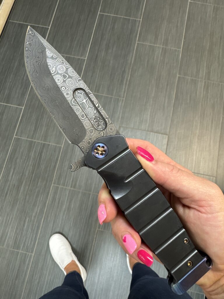 Michael Clack - Damascus Fighter Flipper - Medford Knife & Tool